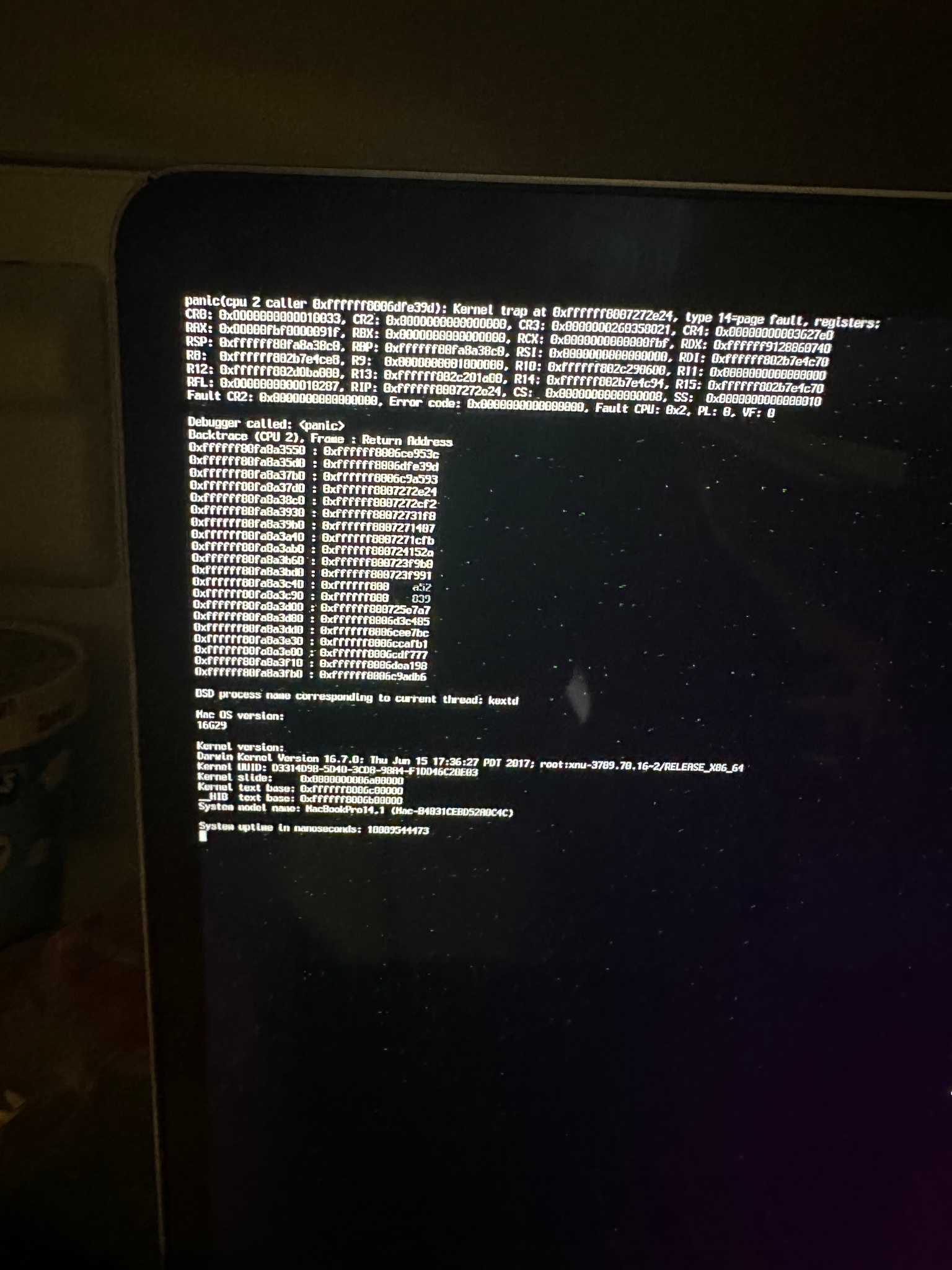Help me! panic(cpu 2 caller 0xffffff 8006… - Apple Community