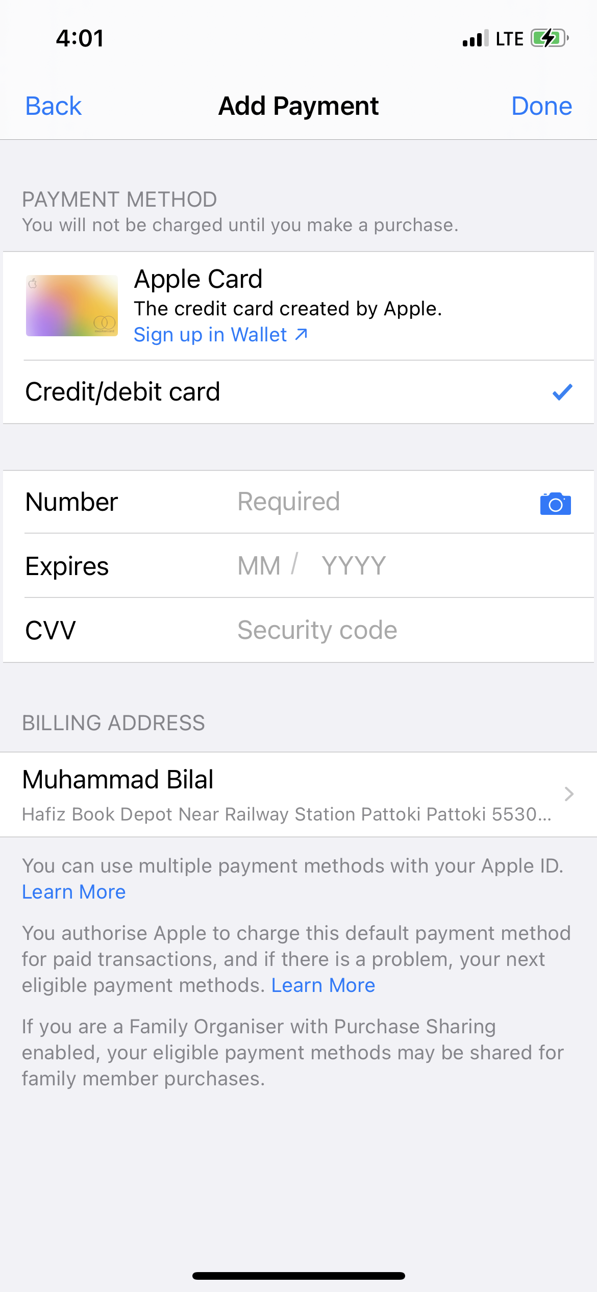 I am unable to update my payment method p… - Apple Community