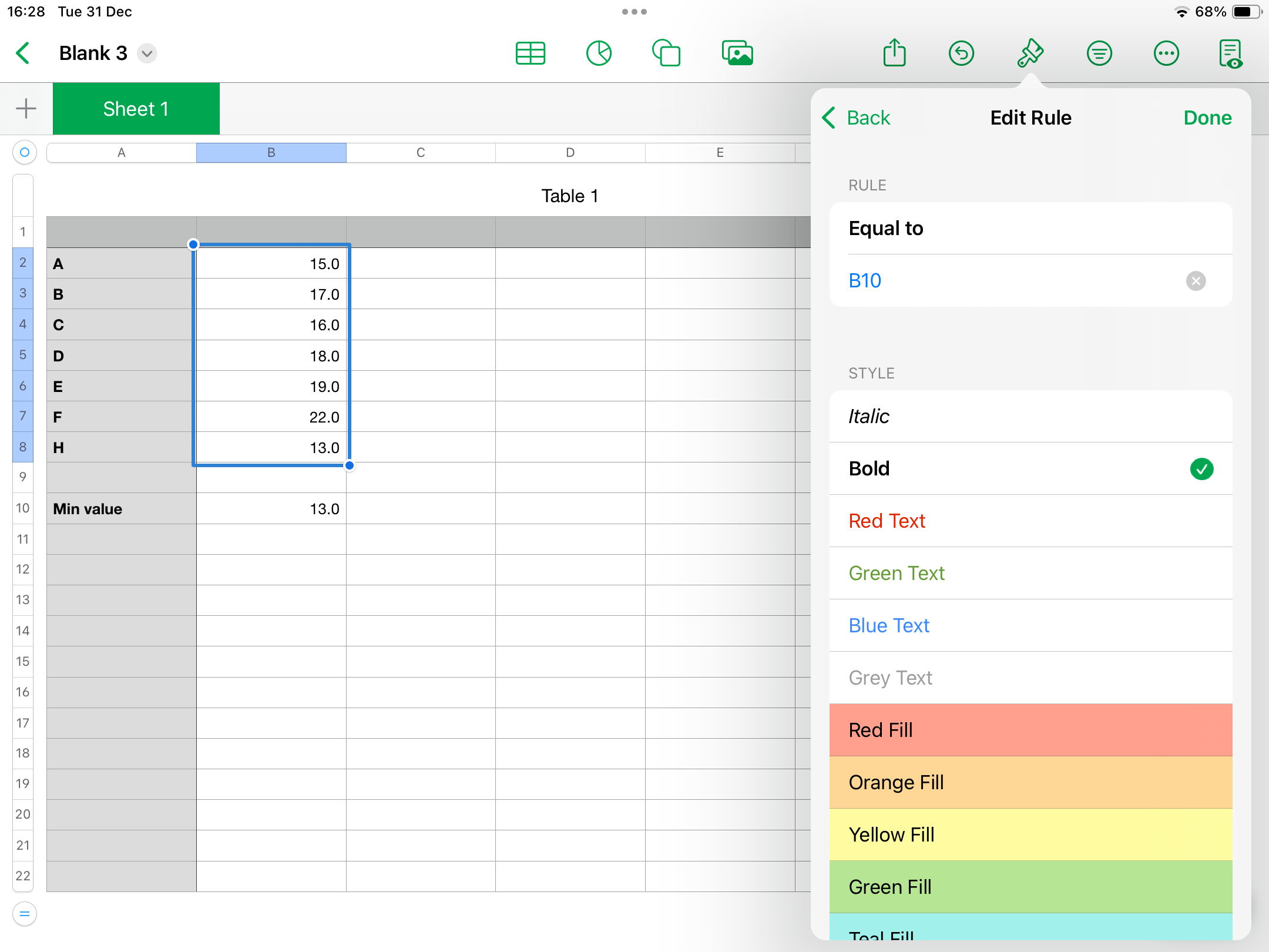 Bug with conditional formatting in Number… - Apple Community