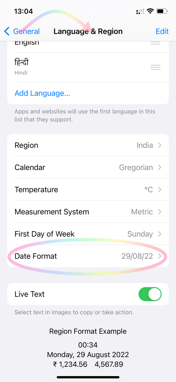 Date format iOS 16, US region - Apple Community