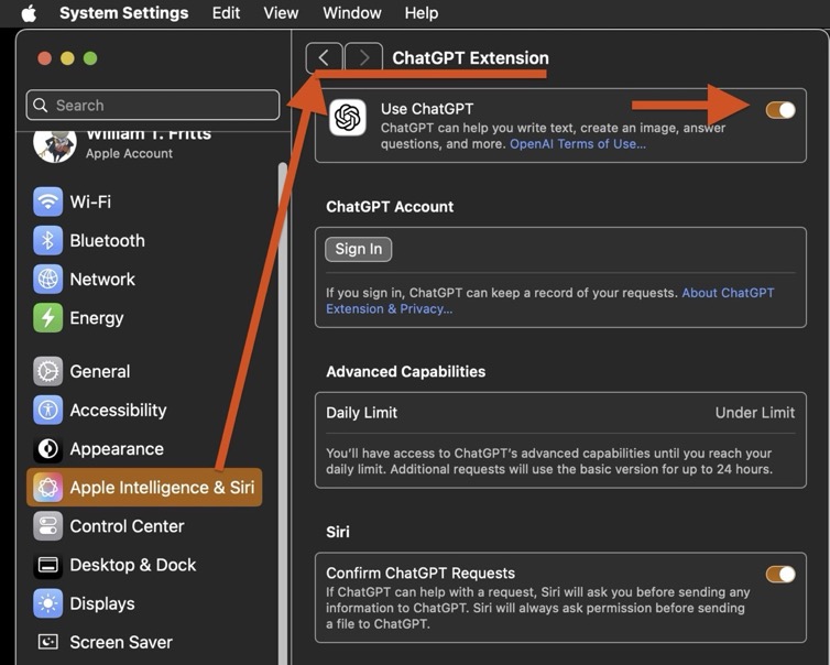 Chat GPT extension is missing in Sequoia … - Apple Community