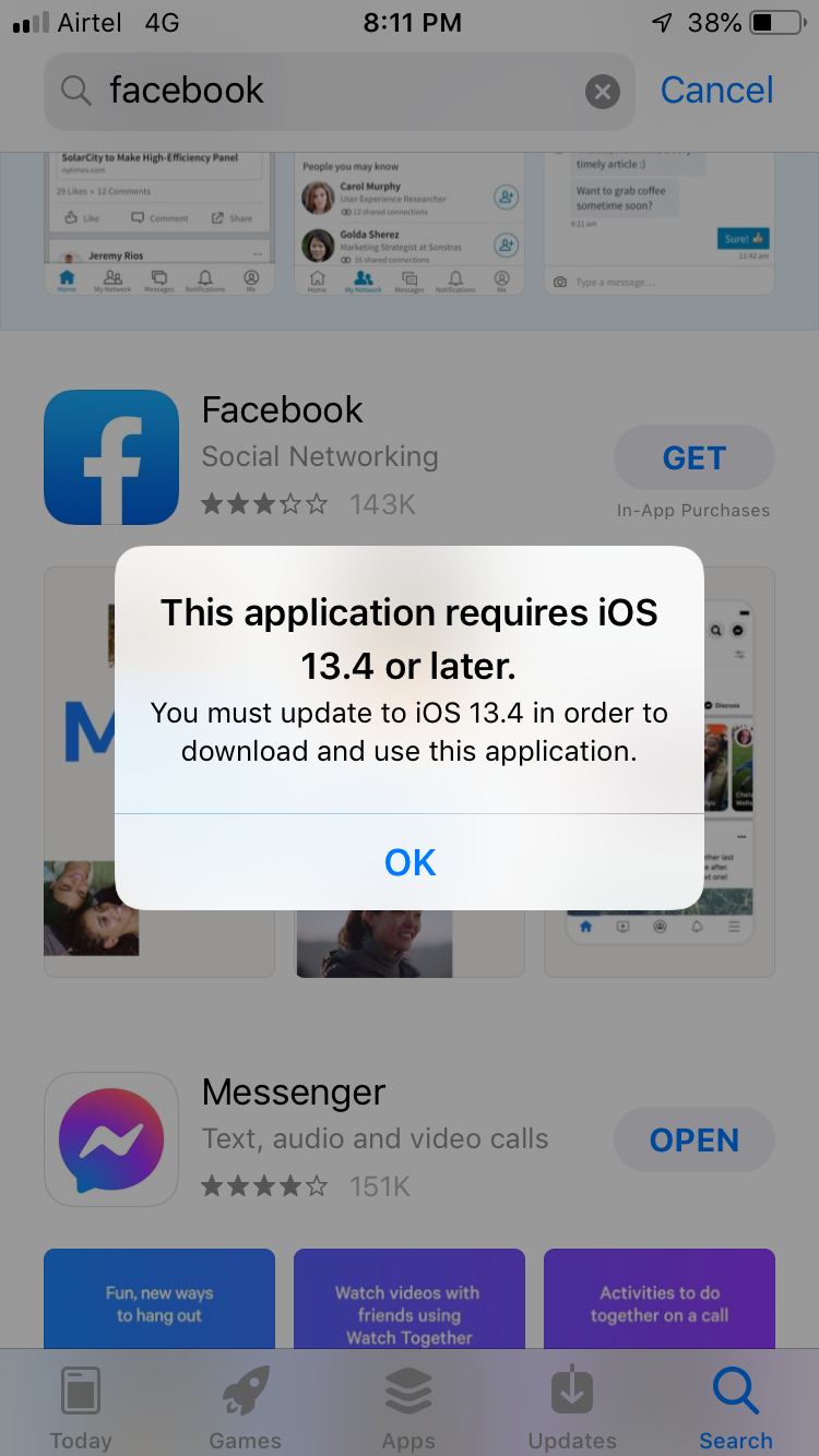 Facebook app download problem please solv… - Apple Community