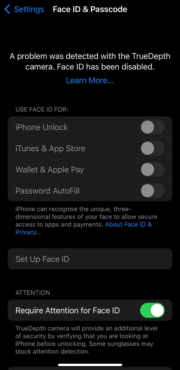 Face Id disabled(A problem was detected w… - Apple Community