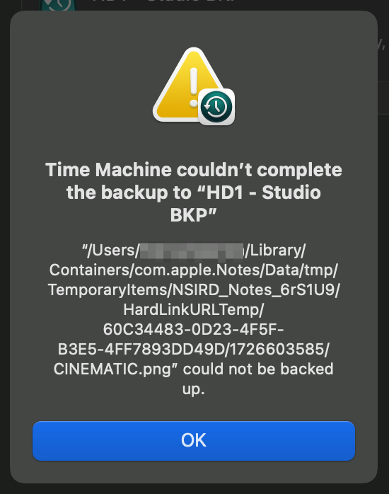 Time Machine says one file "could not be … - Apple Community
