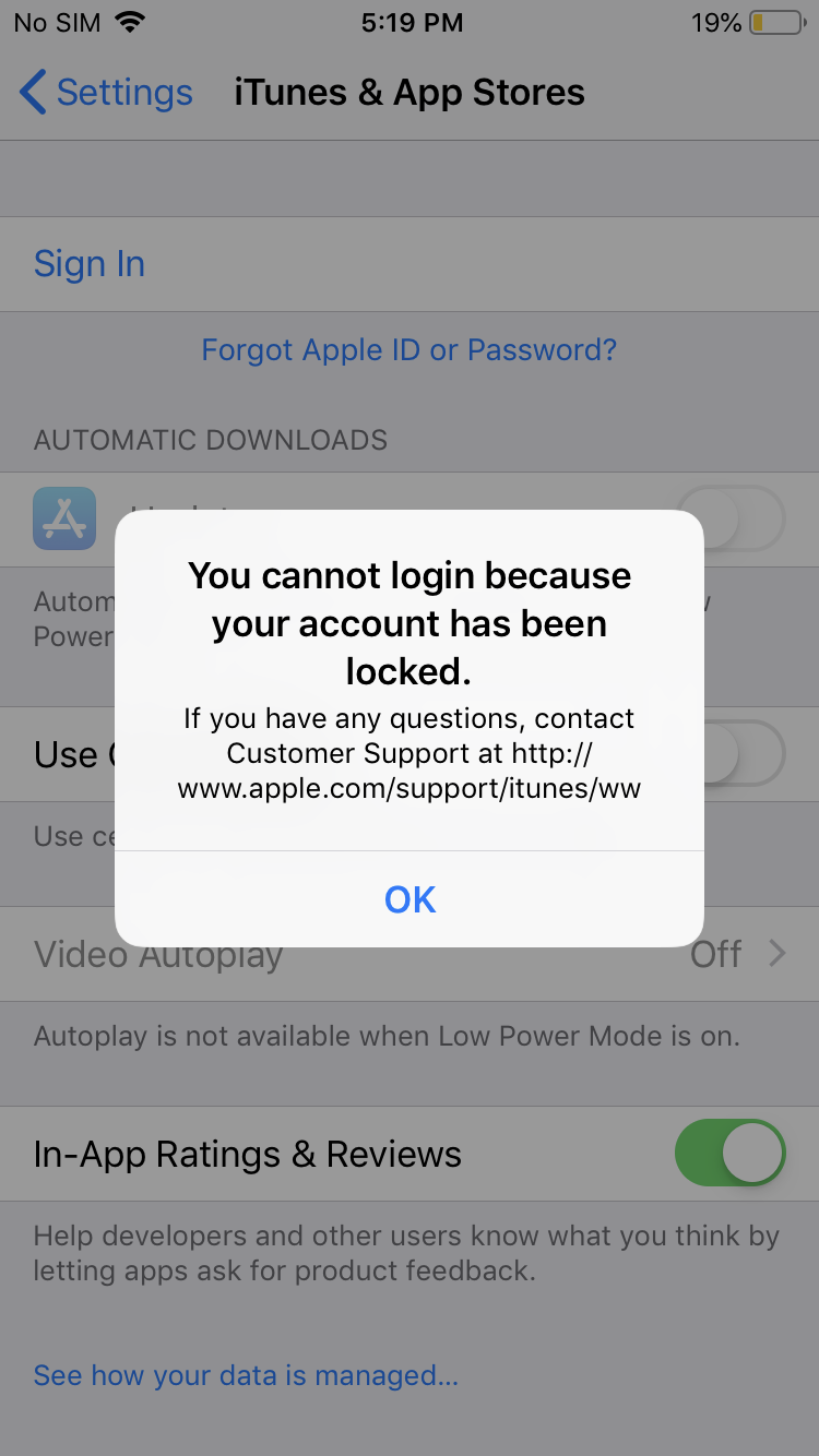 Account is disabled - Apple Community